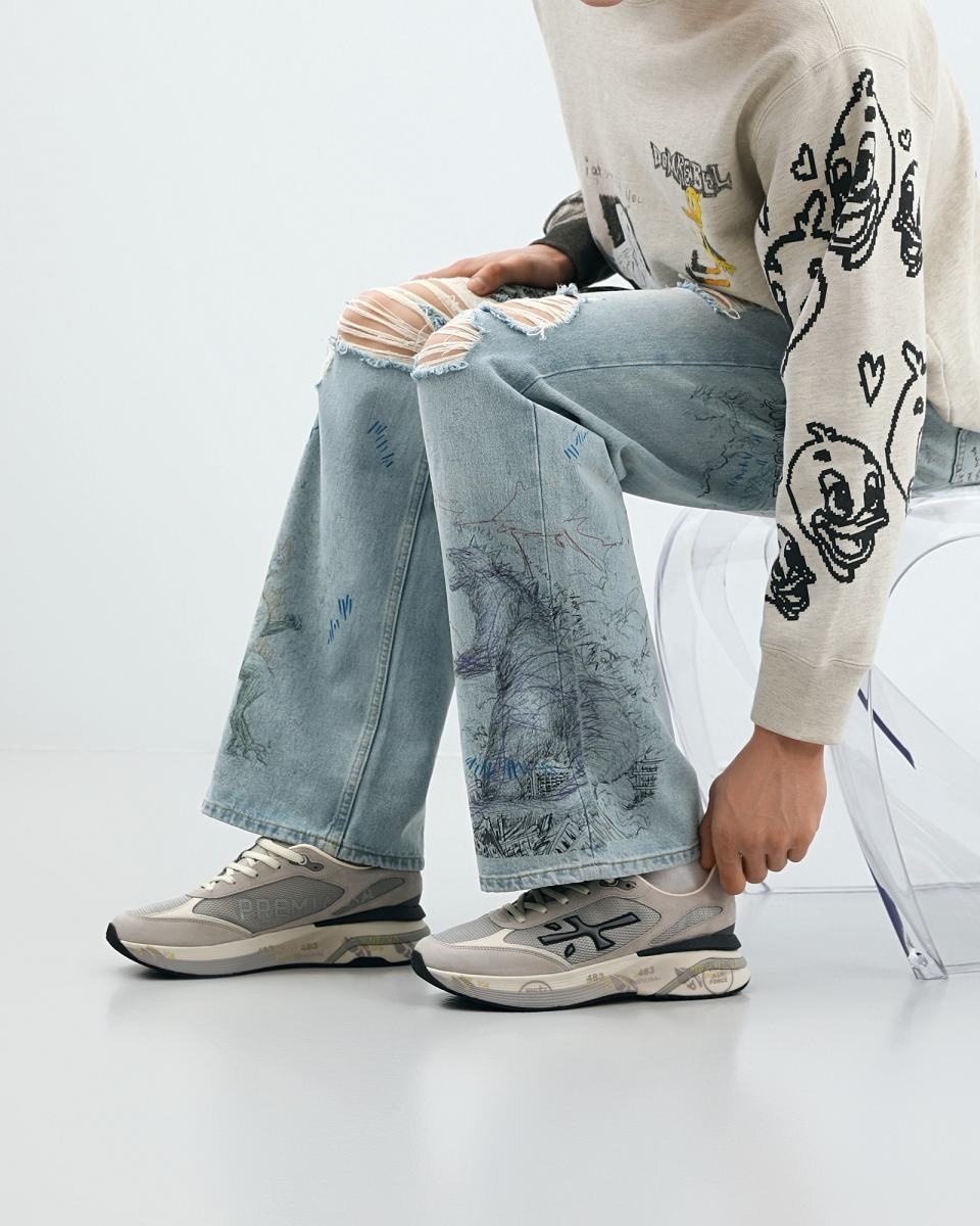 PREMIATA Premiata Heren Moerun Lace-Up Low-Top Sneakers
